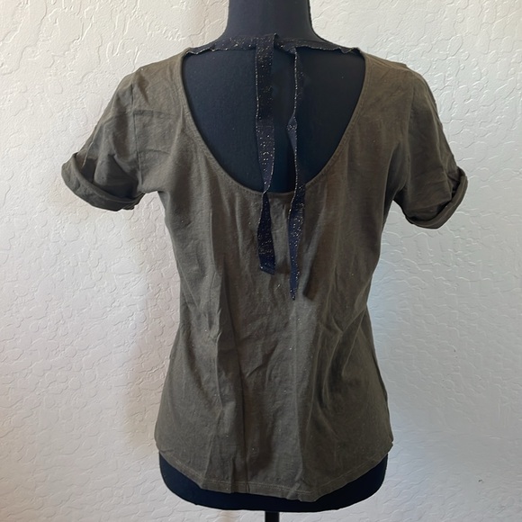 Sezane | Tops | Sezane Cotton Tshirt With Keyhole Back And Glitter Ties ...